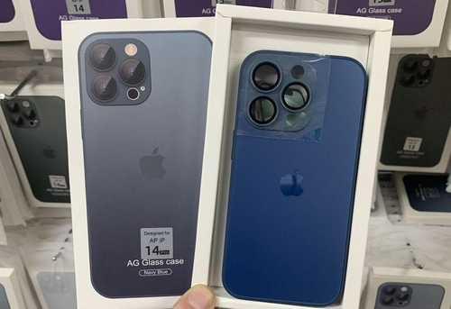 Чехол на iPhone 14 Pro Glass Case синий