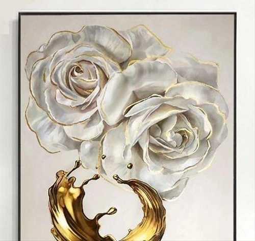 Картина маслом "Золотые розы"