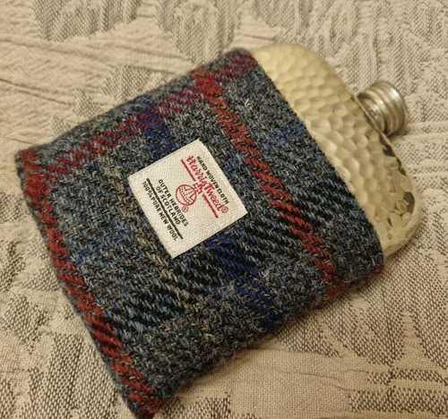 Фляга / hip flask оловянная, 6oz, чехол из твида