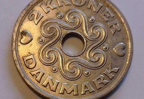 Монета 2 кроны Дания