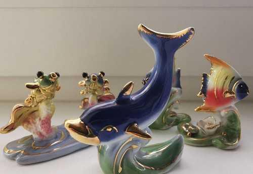 Фарфоровые фигурки миниатюры (животные и рыбки)