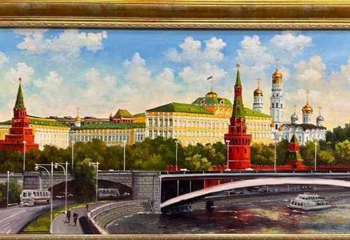 Картина маслом "Москва. Вид на Кремль" 40х80