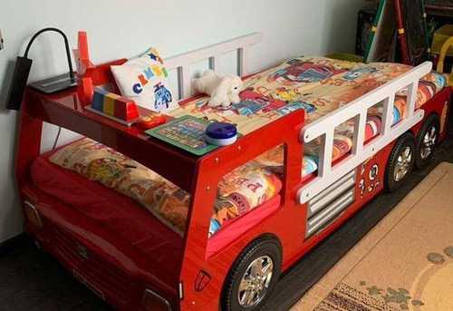 Детская кровать пожарная машина