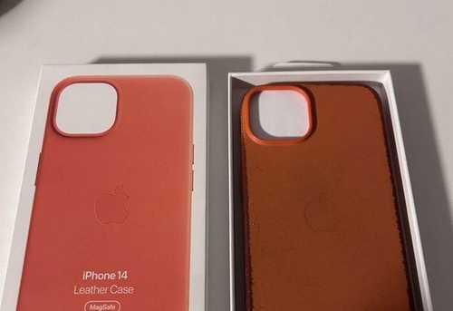 Чехол apple iPhone 14 leather orange б/у