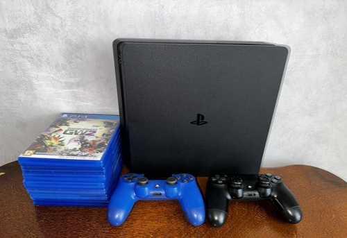 Sony PS4 Slim 1TB + 2 геймпада + 7 игр на дисках