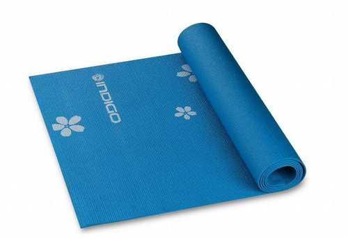 Коврик для йоги пвх, синий 173x61x0,3 см рисунок