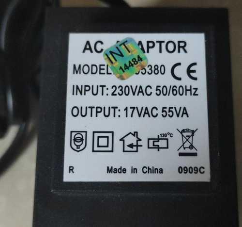 Трансформатор ac adaptor 230/17 vac 55va