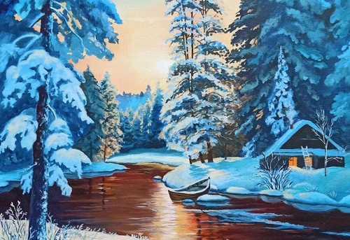 Картина Маслом "Зима"