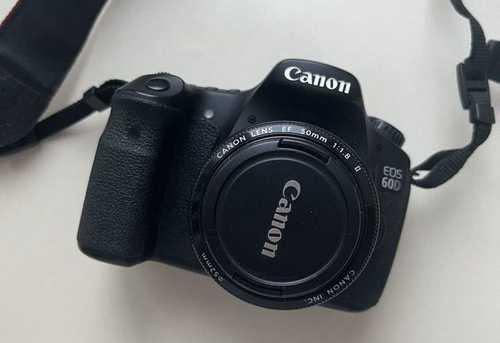 Зеркальный фотоаппарат canon 60d с обьективом 50mm