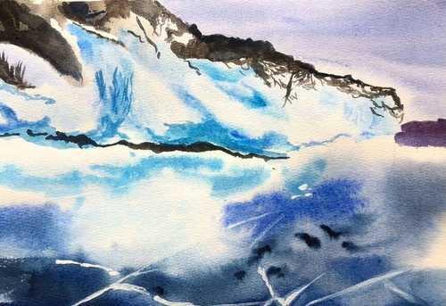 Ледник картина акварелью