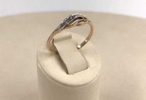 Золотое кольцо с бриллиантами 585 разм 16,8 РФ