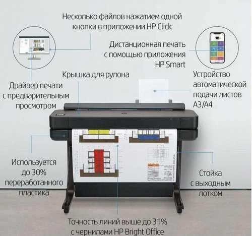 Принтер HP DesignJet T630 (24-дюймовый) (5HB09A)