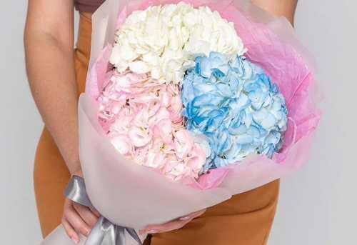 Букет цветов "3 Разноцветные Гортензии"