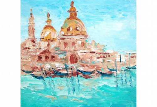 Картина Венеция гондолы пейзаж маслом 20х20