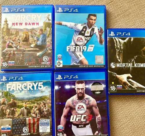 Игры ps4 farcry 5, fifa 19,UFC 3,mortal combat x