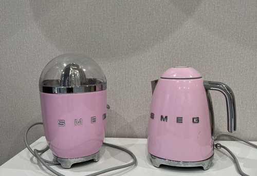 Чайник smeg 1.7 розовый и соковыжималка