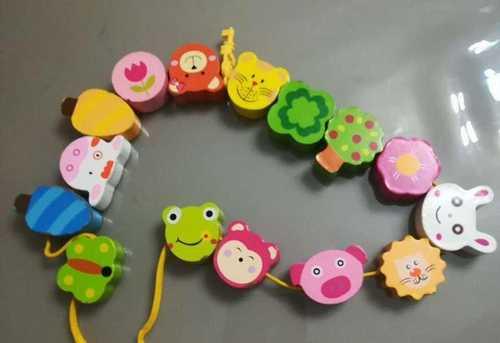 Игрушка деревянная, фигурки, шнуровка