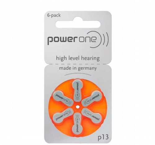 Батарейка PowerOne ZA13 BL6 Zinc Air 1.45V (6/60/300)