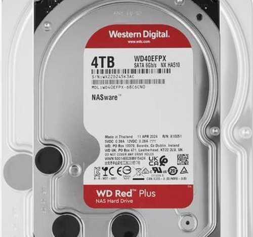 Жесткий диск WD Red Plus WD40efpx, 4тб, HDD, SATA