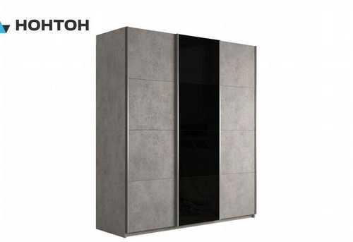 Шкаф-купе 3-х створчатый широкий Прайм бетон / чер