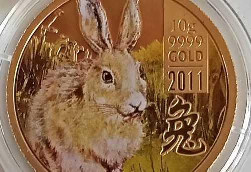 Золотая монета "Год Кролика"