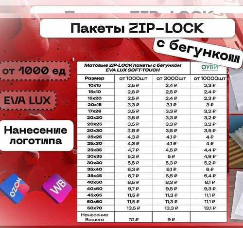 Пакеты зип лок с бегунком Zip Lock слайдеры для WB