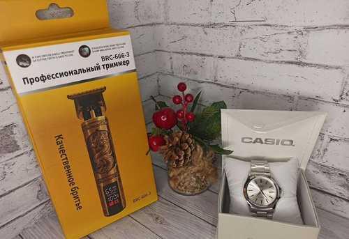 Подарычный набор триммер и часы Casio