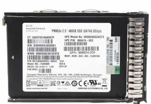 SSD hpе 480Gb VK000480gwcfe 868818-B21 sataiii 2,5