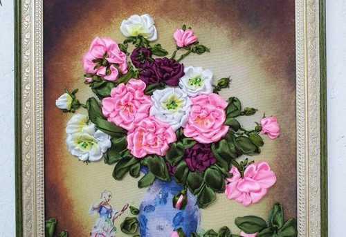 Картина разноцветные розы в вазе
