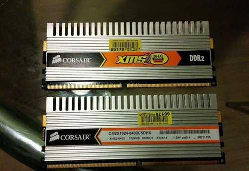 Комплект Corsair DDR2 2 планки по 1Gb 800MHz