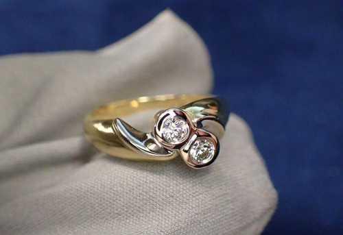 Золотое кольцо с бриллиантами 0.20 карат