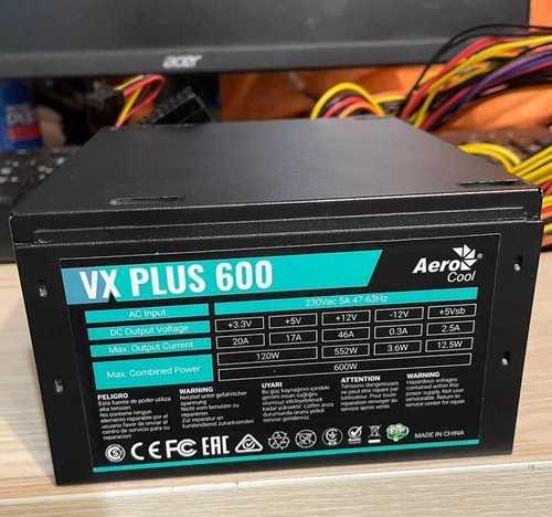 Блок питания aerocool vx plus 600w