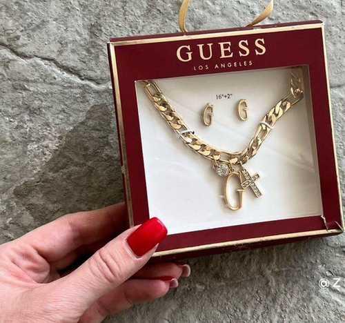 Бижутерия Guess цепь и серьги