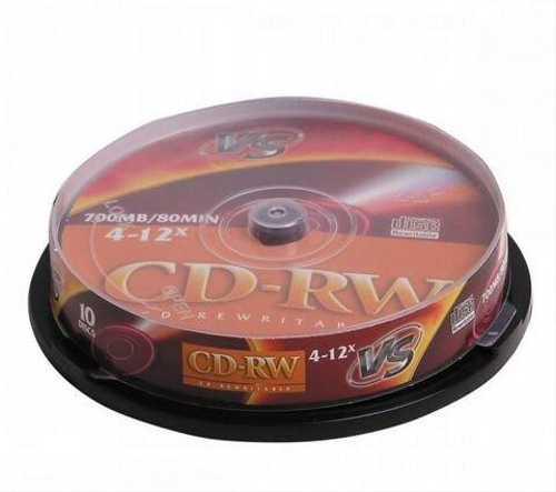 Перезаписываемые Диски VS CD-RW 4-12х, cake (10шт)