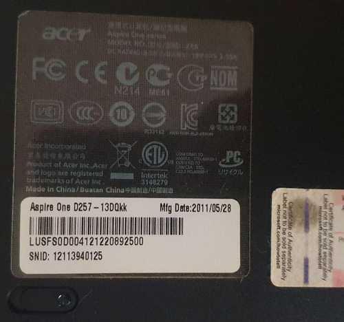 Нетбук acer aspire one d257