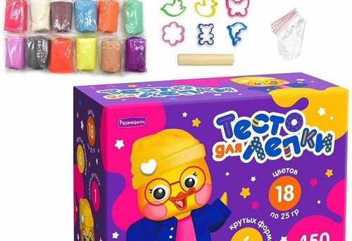 Тесто для лепки, тесто 450 гр, 18 цветов, 6 форм