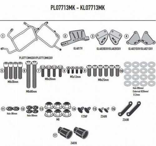 Крепеж боковых кофров kappa KLO7713MK KTM 1290 Sup