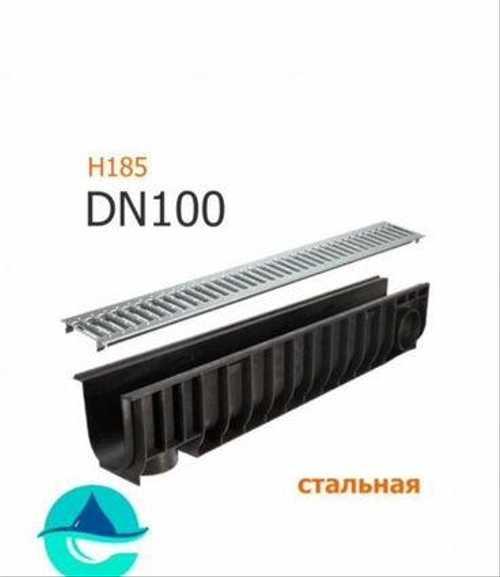 Лоток водоотводный DN100 H185 оцинкованная решетка
