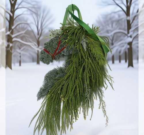 Новогодний венок в виде лошади