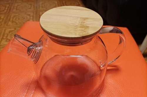 Заварочный чайник кувшин стекло крышка силикон