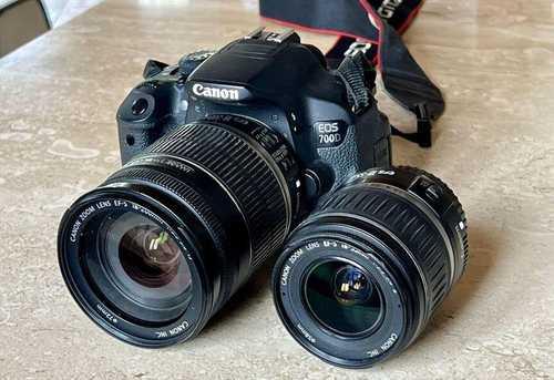 Фотоаппарат Canon EOS 700D с двумя объективами