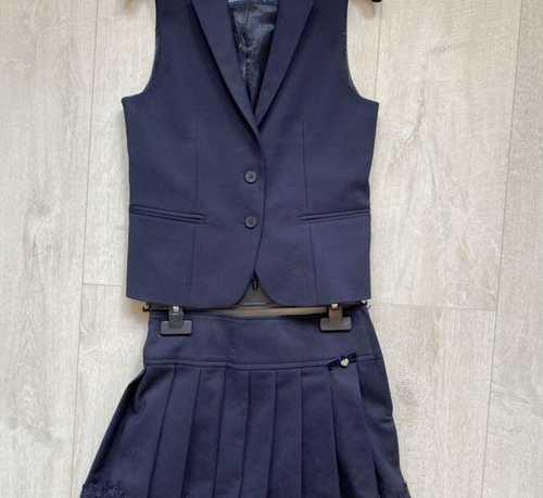 Школьный костюм Gulliver жилет + юбка размер 140