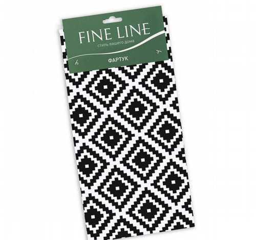 Фартук с карманом рогожка 65х85 "Fine Line" рис 62077-4 Ромбы черно-белые