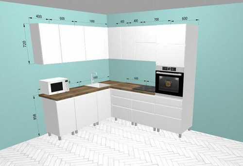 Кухонный гарнитур белый в сканди стиле 200/240