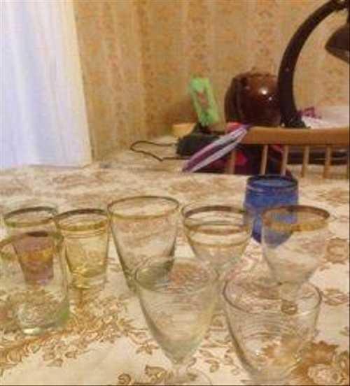 Рюмки и стаканчики с золотым ободком времен СССР