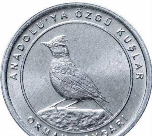 Памятная монета 1 куруш Лесной жаворонок. Анталийс