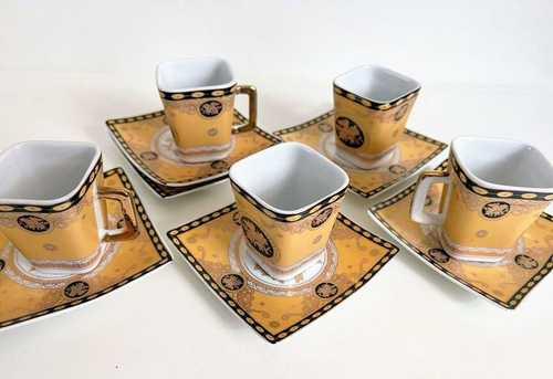 Кофейный сервиз чашки блюдца квадрат фарфор