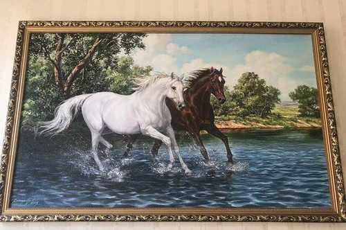 Картина в раме печать лошади