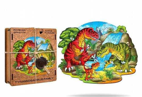 Деревянные пазлы для детей Семья Тираннозавров
