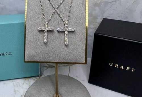 Золотой крестик с бриллиантами Tiffany